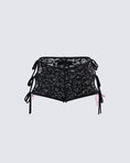 Halsey Black Lace Side Tie Short – FINESSE