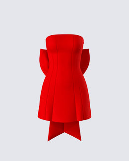 McKay Red Strapless Bow Mini Dress – FINESSE