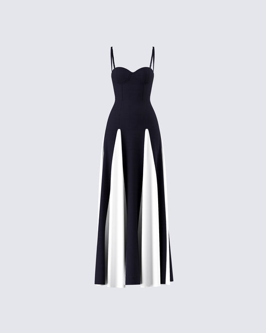 Skylah Black and White Gown – FINESSE