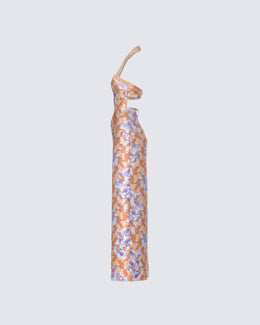 Ari Orange Floral Burnout Maxi Dress – FINESSE