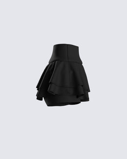 Pippa Black Ruffle Tiered Skort – FINESSE