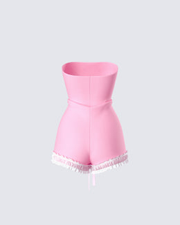 Pink Strapless Romper - Bow Front Short Summer – FINESSE