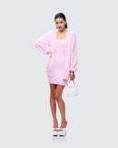 Pink Fuzzy Knit Cardigan Set - Sparkle Two-Piece – FINESSE