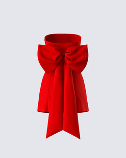 McKay Red Strapless Bow Mini Dress – FINESSE