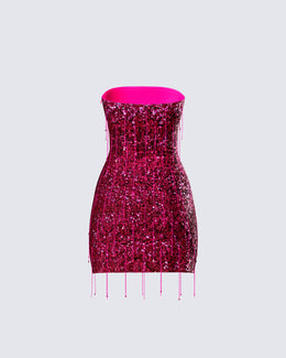 Darcie Pink Hand Beaded Sequin Mini Dress – FINESSE