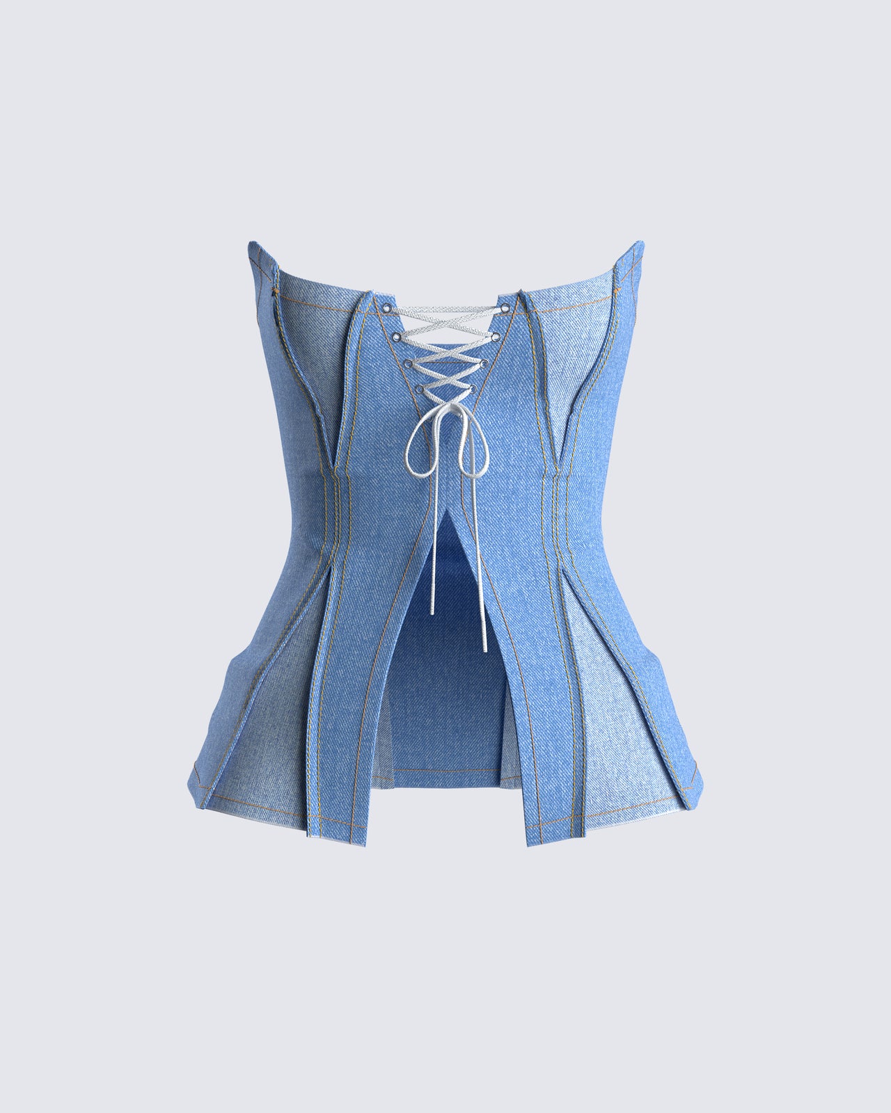 Liori Strapless Blue Denim Top