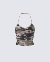 Laura Green Camo Print Halter Top – FINESSE