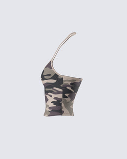 Laura Green Camo Print Halter Top – FINESSE