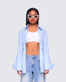 Reina Blue Poplin Ruched Shirt – FINESSE