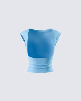 Caroline Blue Backless Top – FINESSE