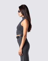 Nico Grey Jersey Mock Neck Top – FINESSE