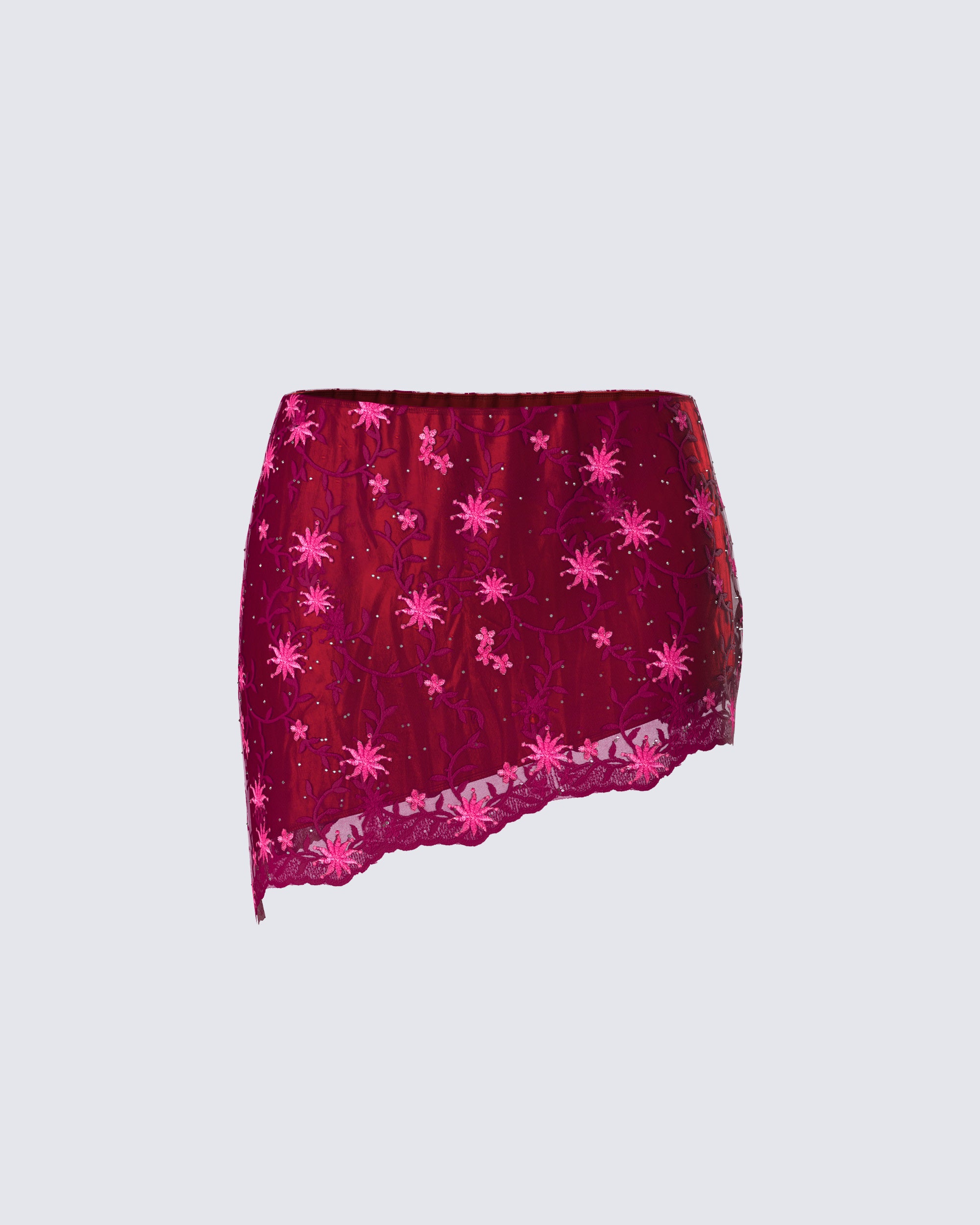 Macy Pink Lace Asymmetrical Skirt – FINESSE