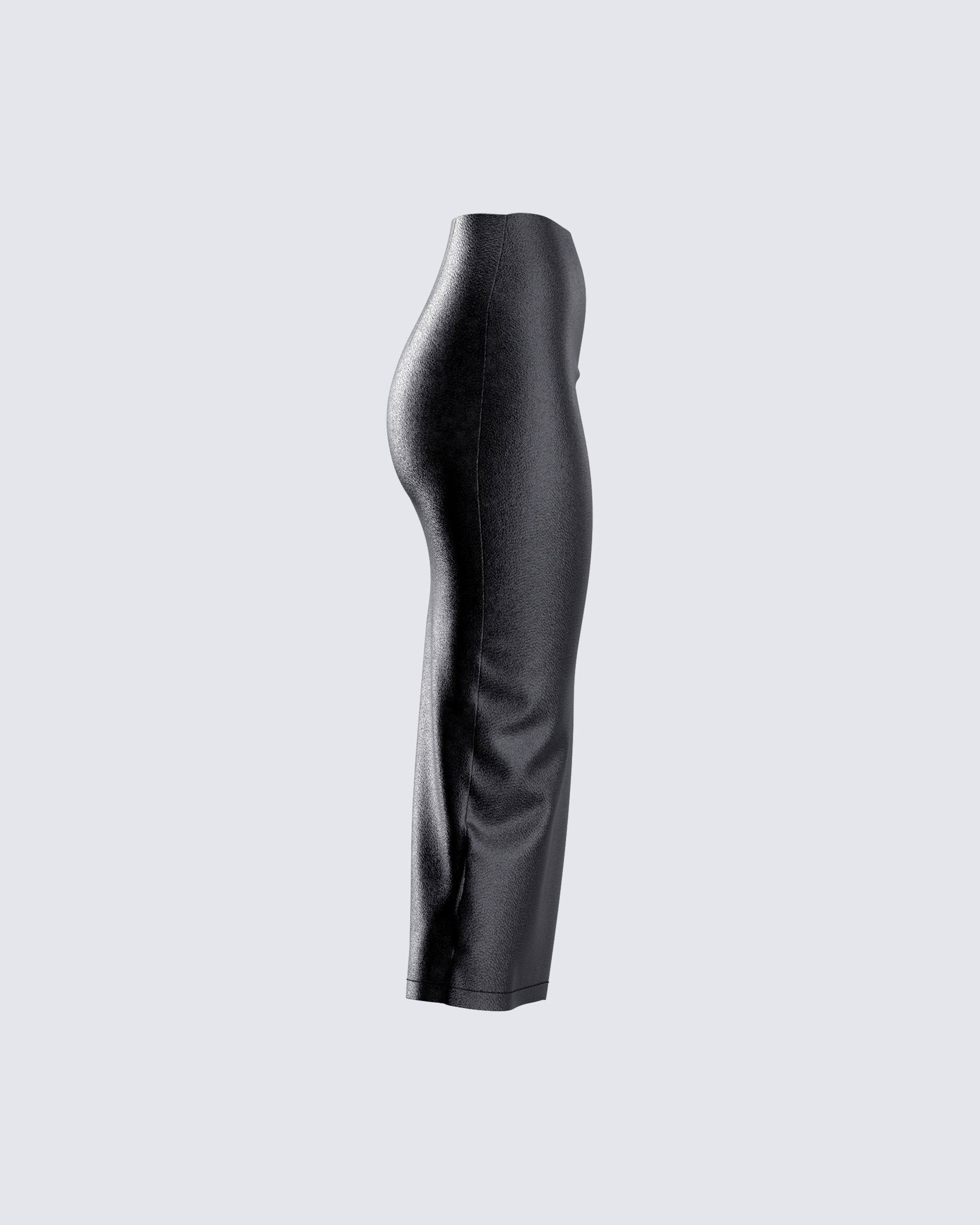 Black Vegan Leather Midi Skirt - Bodycon High Waist – FINESSE