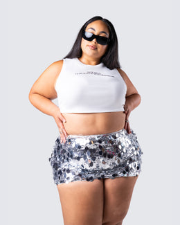 Rumi White Cropped Rhinestone Top – FINESSE