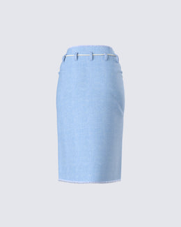 Heidi Blue Column Midi Denim Skirt – FINESSE