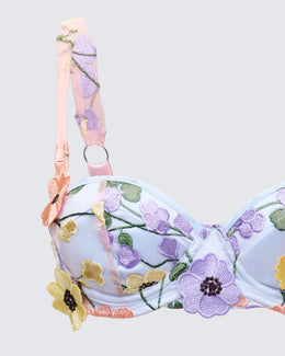 Floral Applique Bralette - 3D Flower Mesh Crop Top – FINESSE