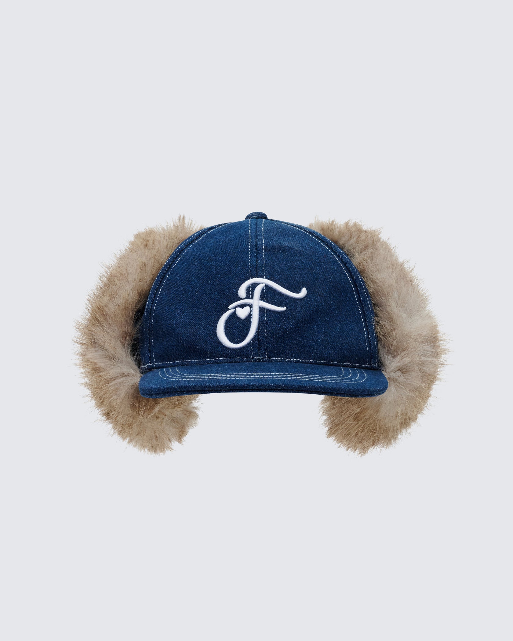 Blue Denim Trapper Hat with Faux Fur Ear Flaps – FINESSE