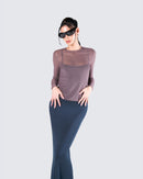 Alyson Grey Mesh Long Sleeve Top – FINESSE