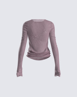 Grey Mesh Long Sleeve Top - Sheer Textured Fitted – FINESSE