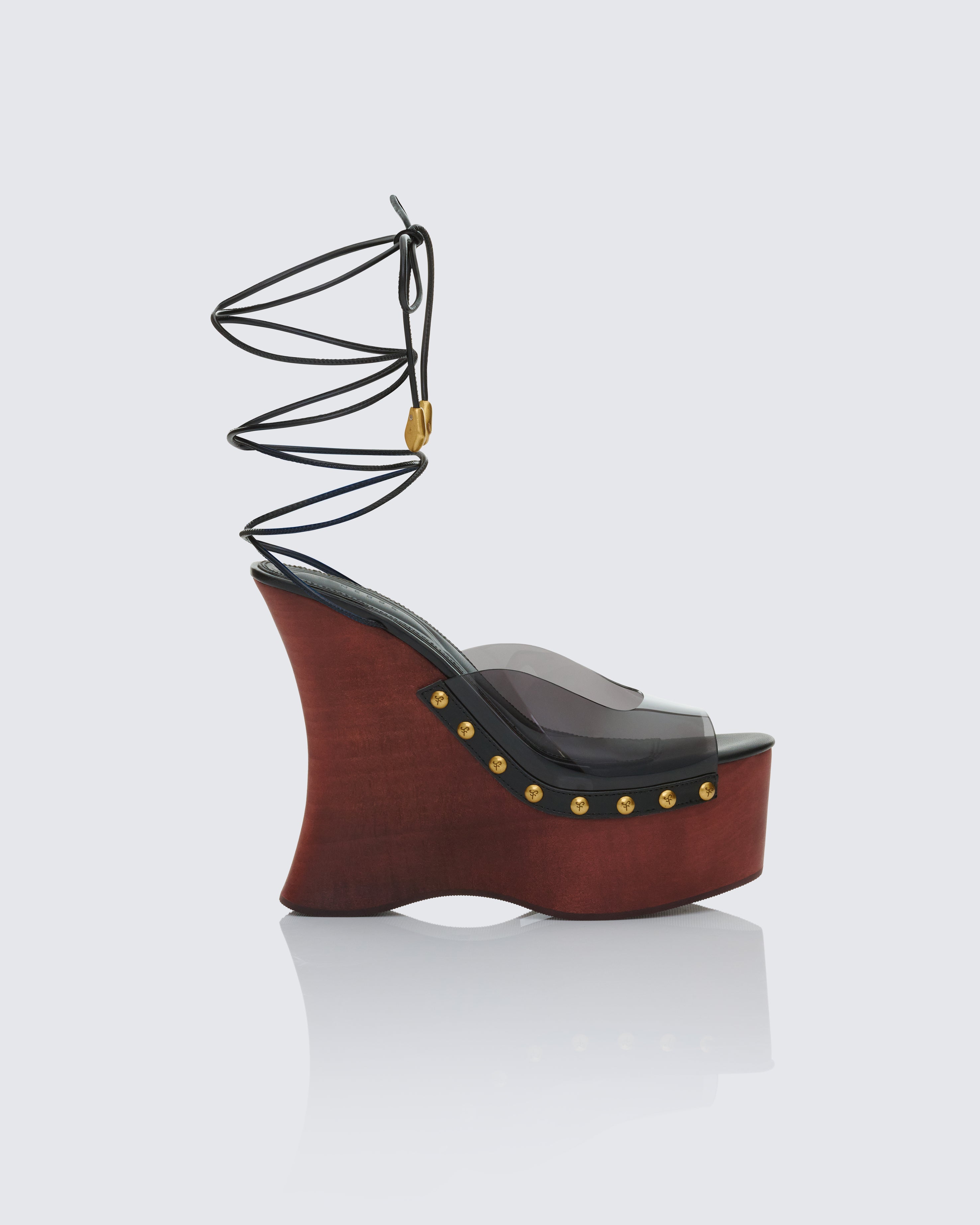 Red Platform Wedge Sandals - Ankle Wrap Clear Strap – FINESSE