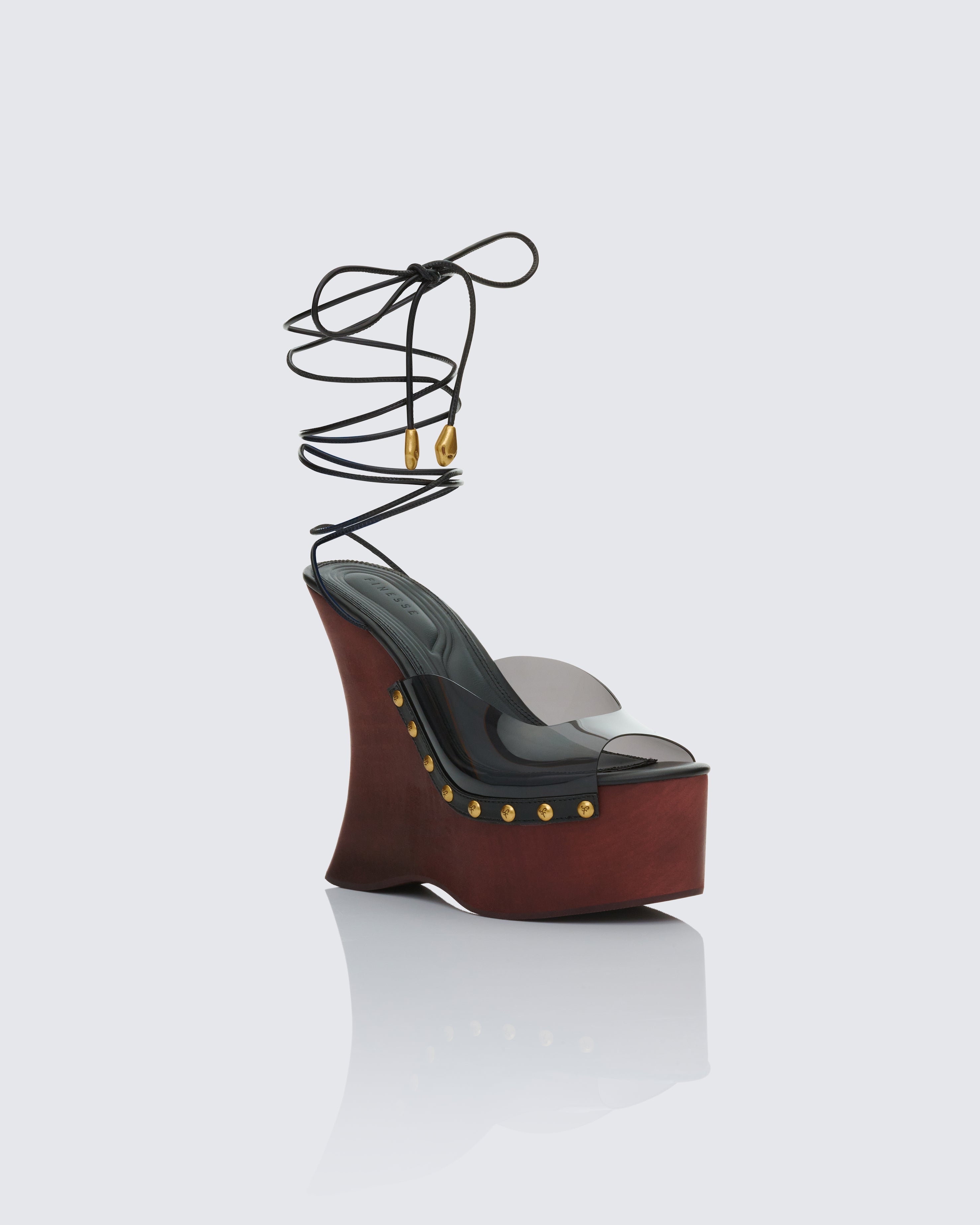 Red Platform Wedge Sandals - Ankle Wrap Clear Strap – FINESSE