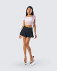 Pink Lace Crop Top Skirt Set - Square Neck + Pleated Mini – FINESSE