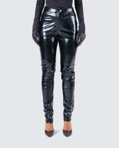 Black Faux Leather Pants - High Waist Skinny – FINESSE