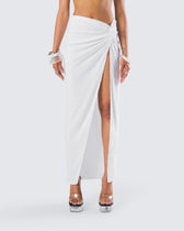 Carly White Beaded Drape Skirt – FINESSE