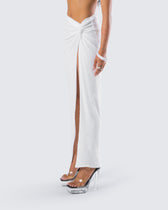 Carly White Beaded Drape Skirt – FINESSE