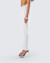 Carly White Beaded Drape Skirt – FINESSE