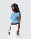 Caroline Blue Backless Top – FINESSE