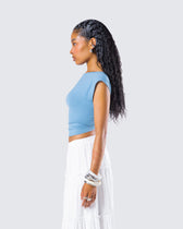 Caroline Blue Backless Top – FINESSE