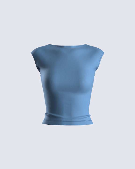 Caroline Blue Backless Top