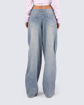 Samia Blue Denim Wide Leg Jeans – FINESSE