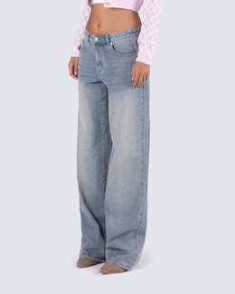 Samia Blue Denim Wide Leg Jeans – FINESSE