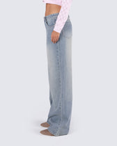 Samia Blue Denim Wide Leg Jeans – FINESSE