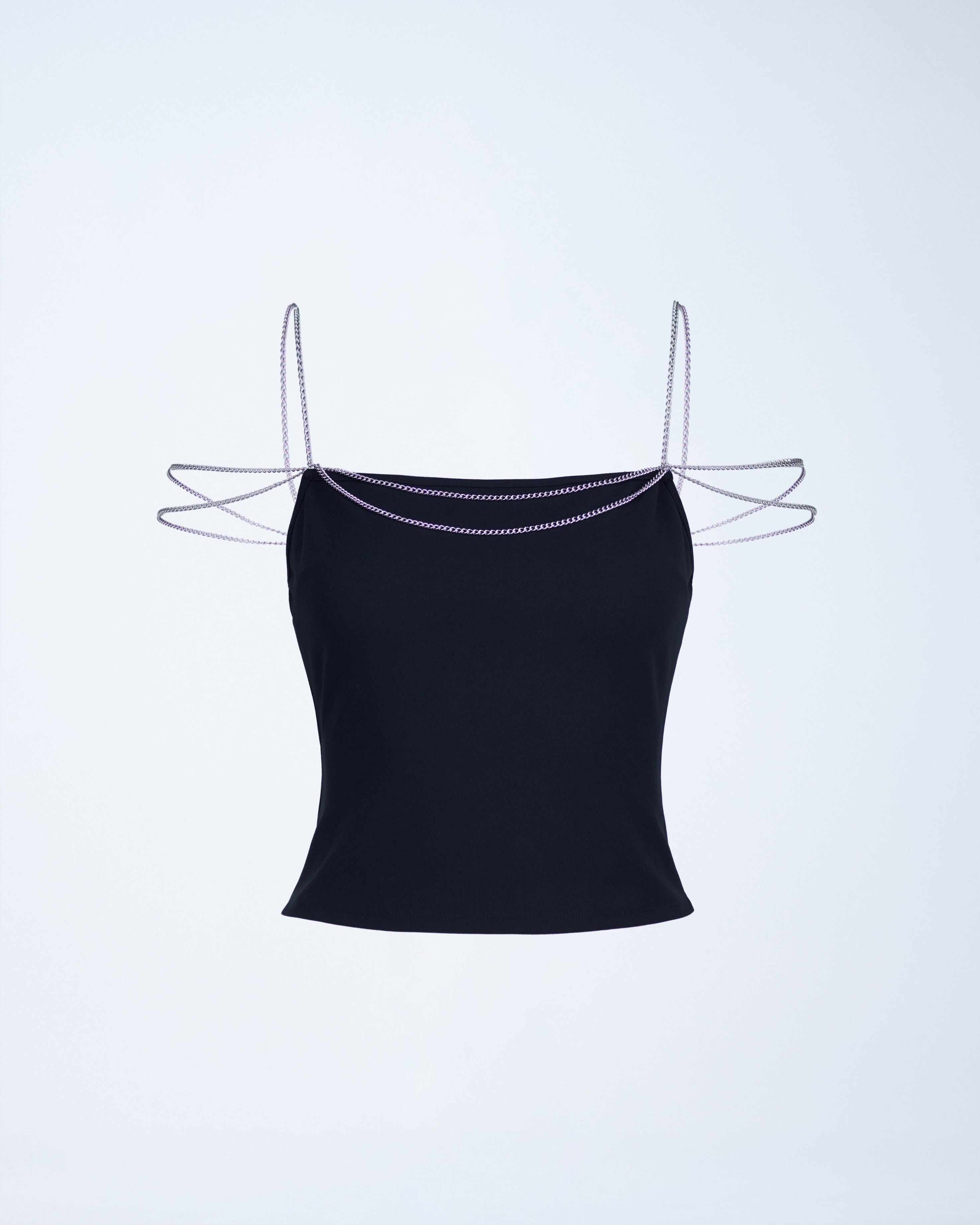 Livia Black Strappy Chain Top – FINESSE