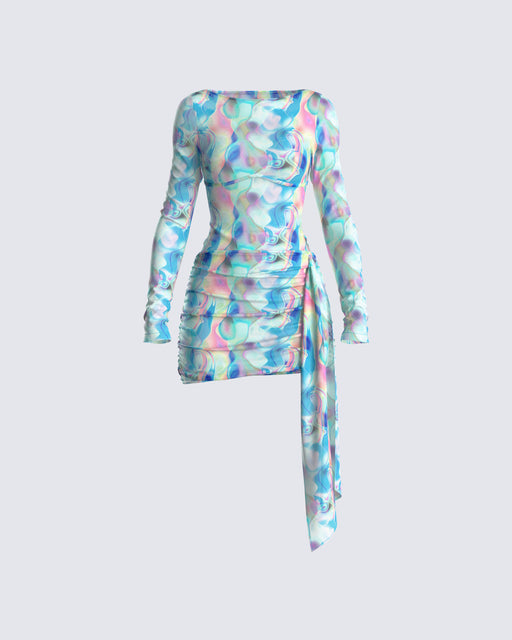 Cyra Psychedelic Print Drape Skirt