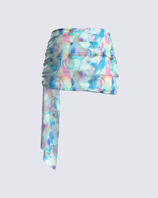 Cyra Psychedelic Print Drape Skirt – FINESSE