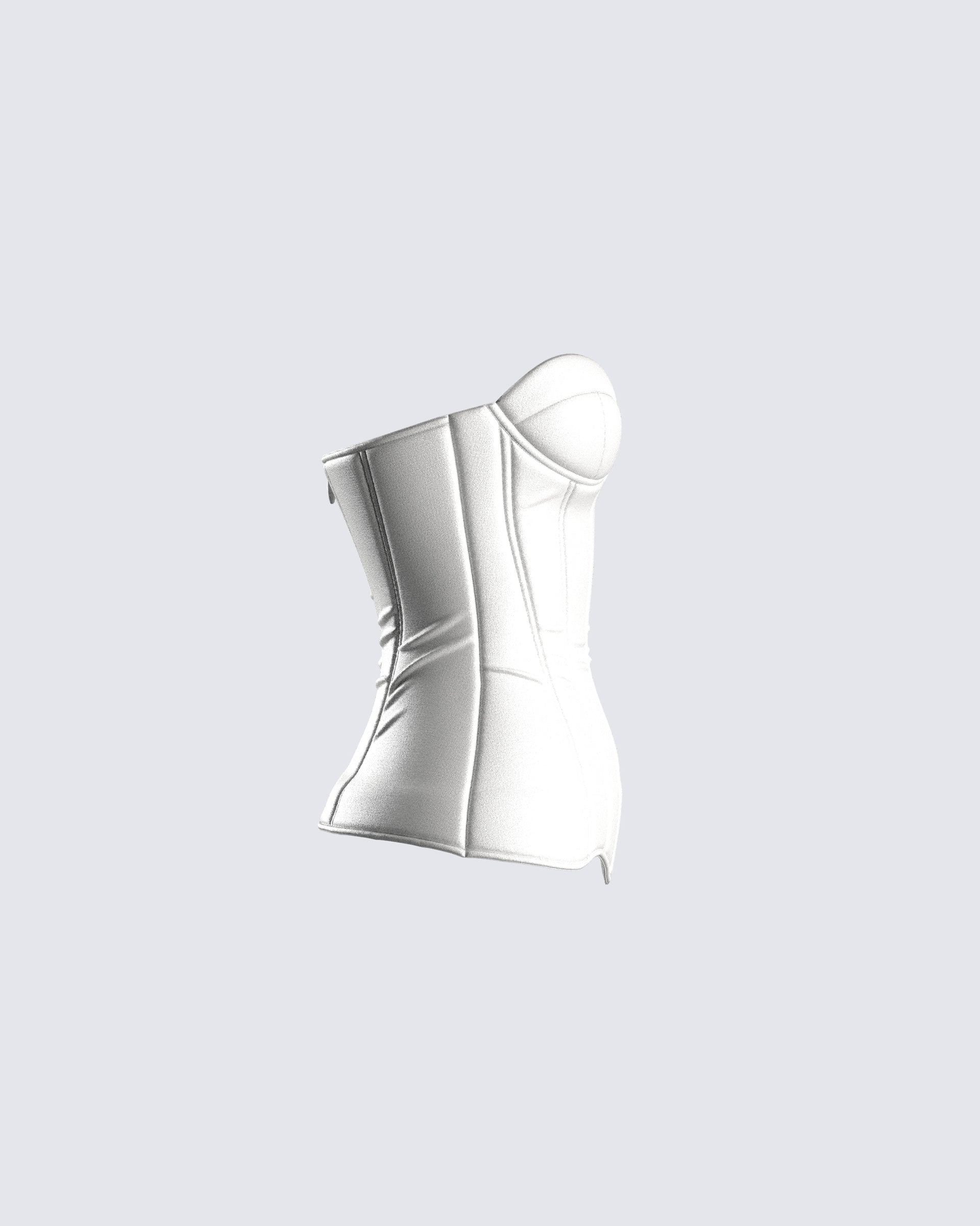 Dory White Satin Corset Top