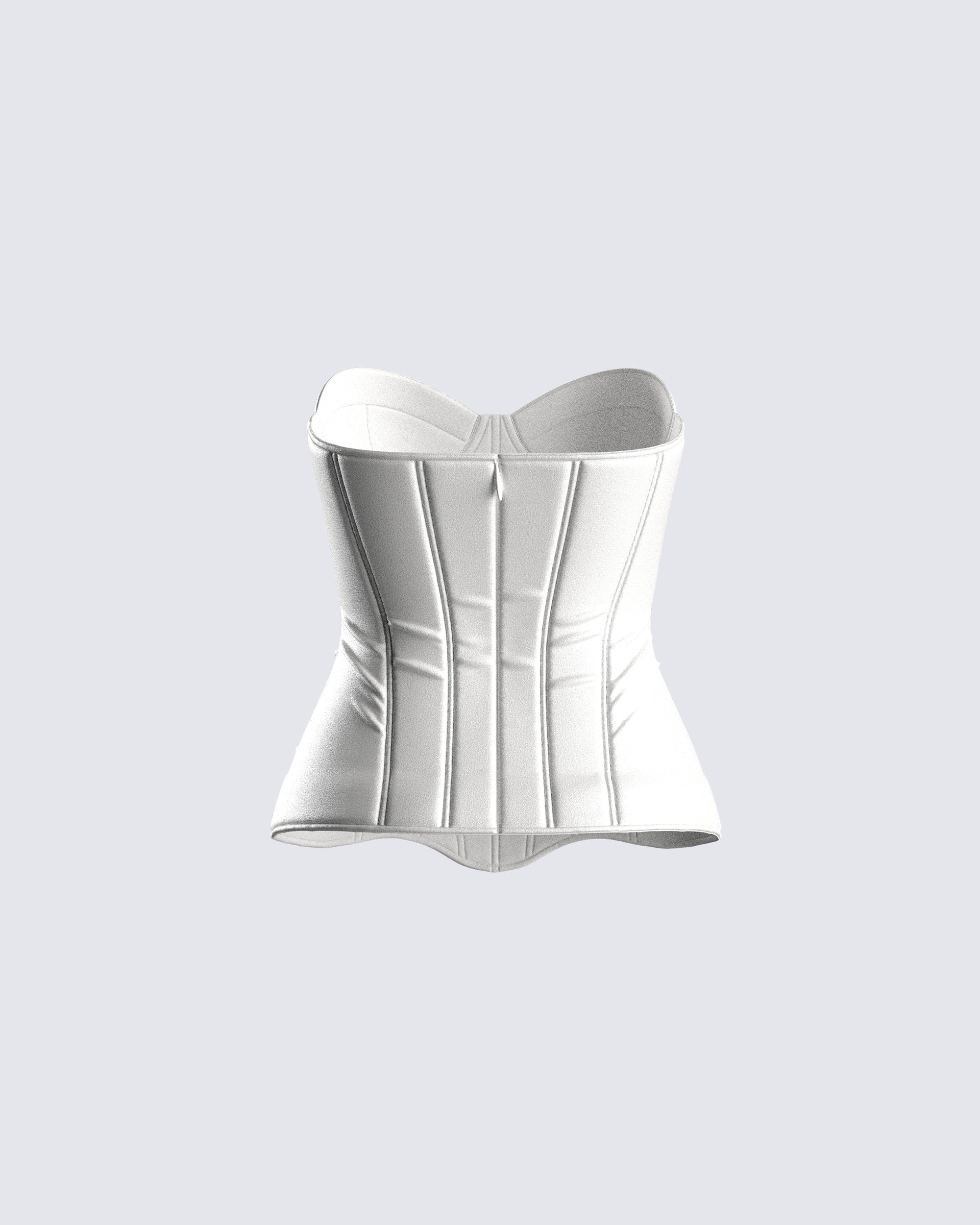 Dory White Satin Corset Top