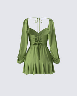 Dori Green Cross Front Mini Dress – FINESSE