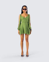 Dori Green Cross Front Mini Dress – FINESSE