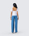 White Denim Two-Piece Set - Smocked Top Wide Leg Pants – FINESSE