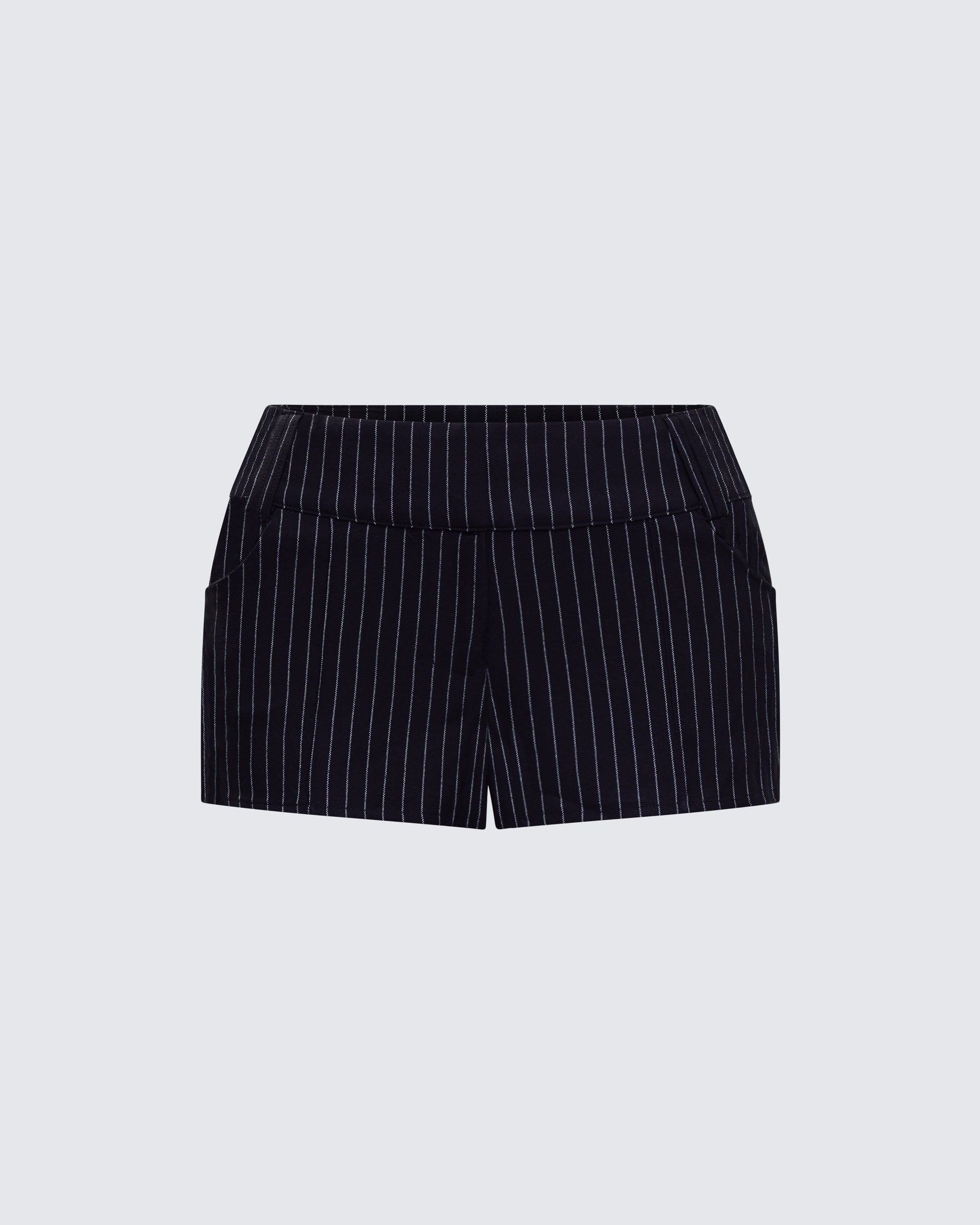 Black Pinstripe Shorts - High Waist Tailored – FINESSE