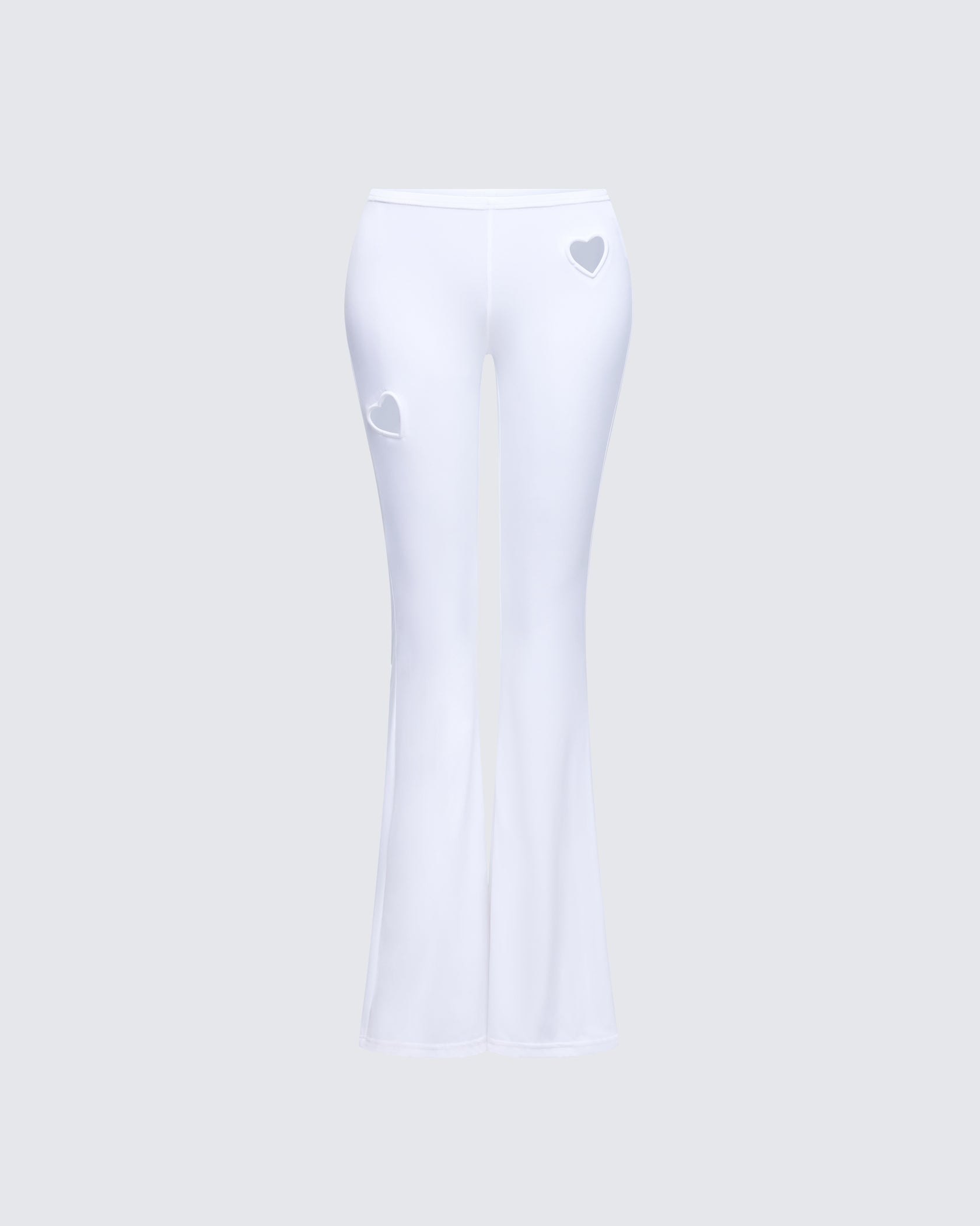 White Flare Pants with Heart Cutouts - Low Rise – FINESSE