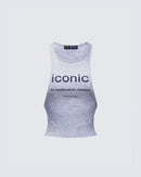 Grey Graphic Tank Top - Iconic Print Racerback – FINESSE