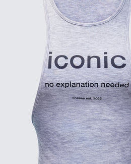 Grey Graphic Tank Top - Iconic Print Racerback – FINESSE