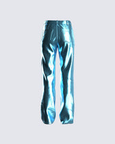 Metallic Blue Straight Leg Pants - High Shine Party – FINESSE