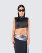 Black Turtleneck Crop Top - Sleeveless Fitted – FINESSE